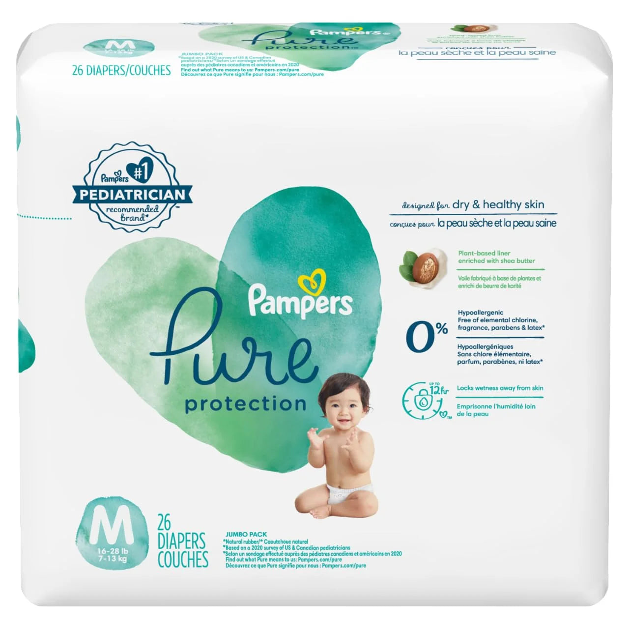 Pampers Pure Protection Baby Diapers, Medium Size Taped Diapers, (M) S ...